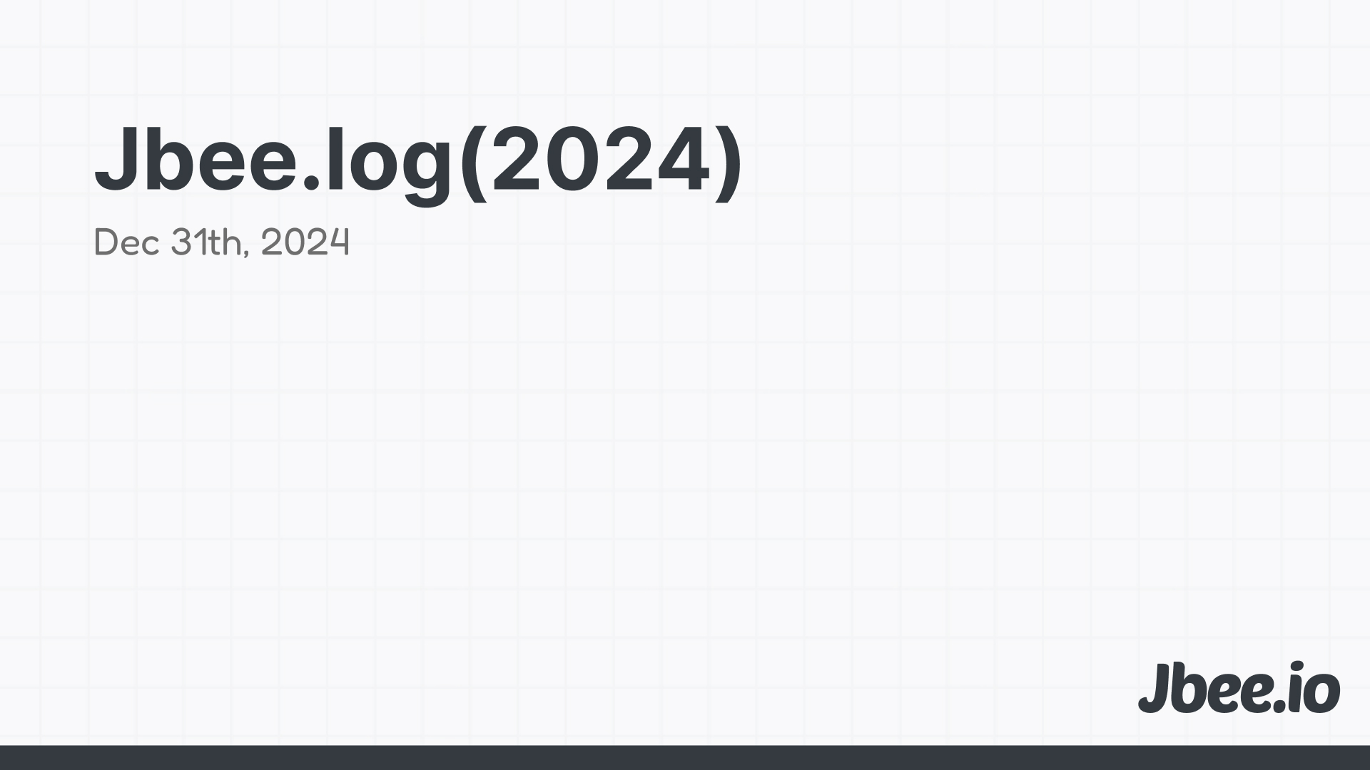 Jbee.log(2024) | Jbee.io